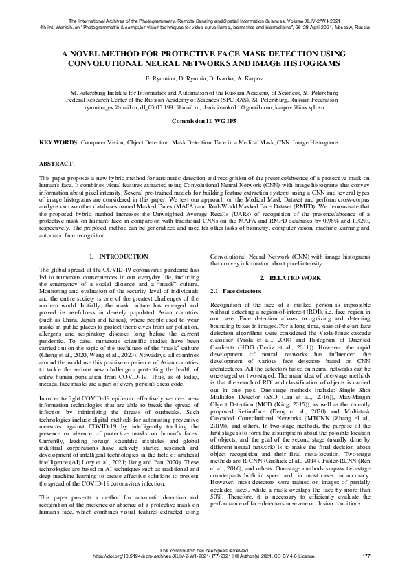 (PDF) A Novel Method for Protective Face Mask Detection Using Convolutional Neural Networks and ...