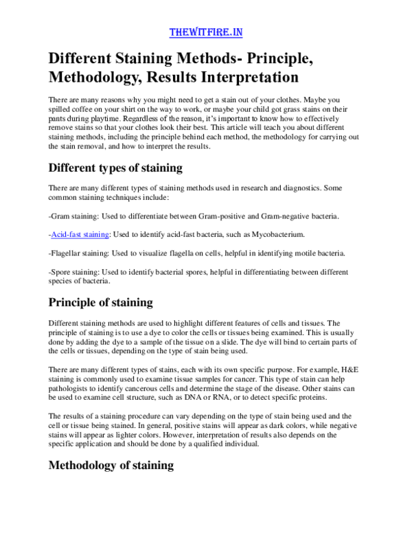 (PDF) Different Staining Methods