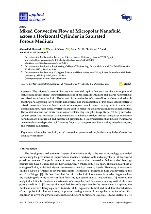 (PDF) Mixed Convective Flow of Micropolar Nanofluid across a Horizontal ...