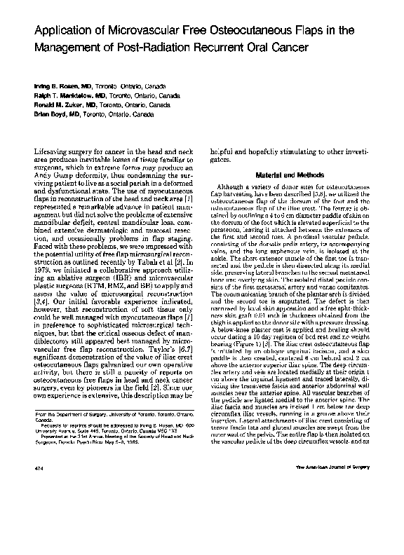 (PDF) Application of microvascular free osteocutaneous flaps in the ...