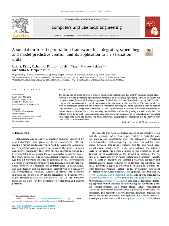 (PDF) A simulation-based optimization framework for integrating scheduling and model predictive ...