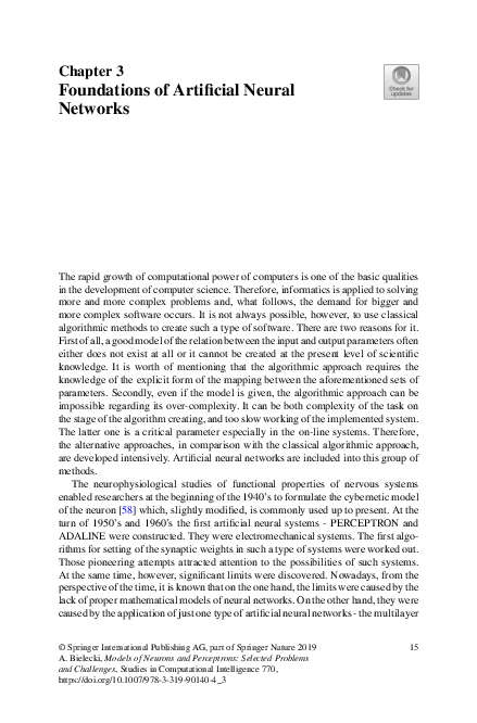 (PDF) Foundations of Artificial Neural Networks