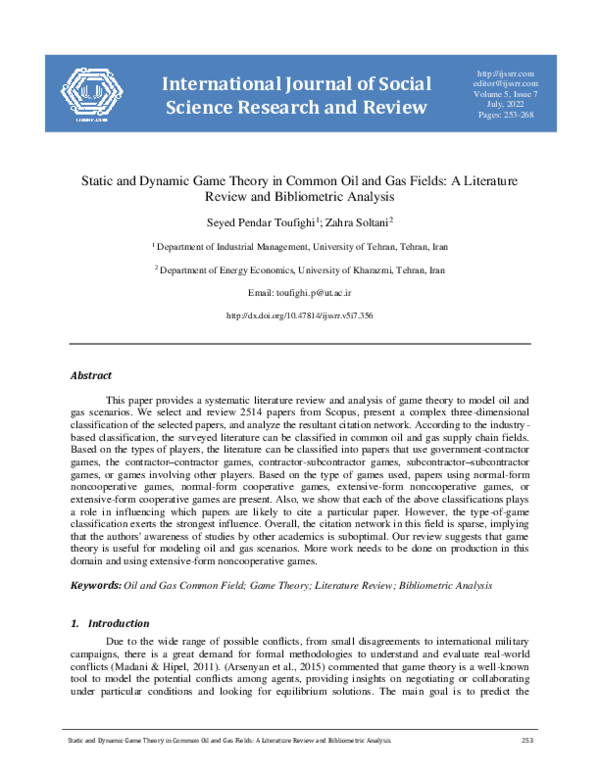(PDF) Static and Dynamic Game Theory in Common Oil and Gas Fields: A Literature Review and ...