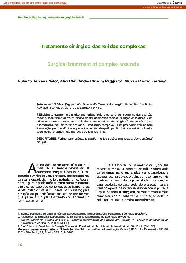 (PDF) Surgical treatment of complex wounds | Alex Chi - Academia.edu