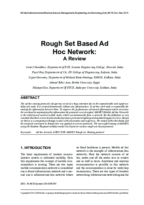 Pdf Rough Set Based Ad Hoc Network