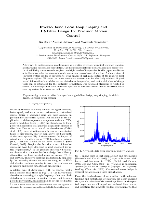 (PDF) Inverse-Based Local Loop Shaping and IIR-Filter Design for ...