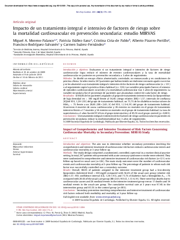 (PDF) Impacto de un tratamiento integral e intensivo de factores de ...