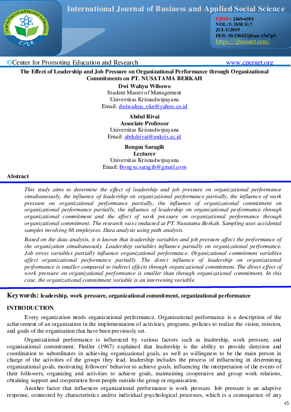 (PDF) Organizational leadership through management