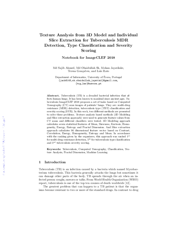 (PDF) Texture Analysis from 3D Model and Individual Slice Extraction for Tuberculosis MDR ...