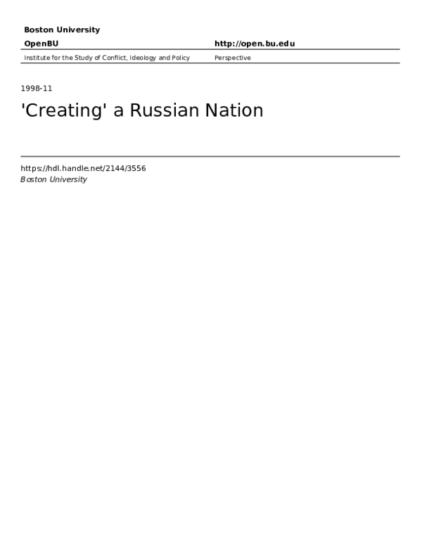 (PDF) Creating' a Russian Nation