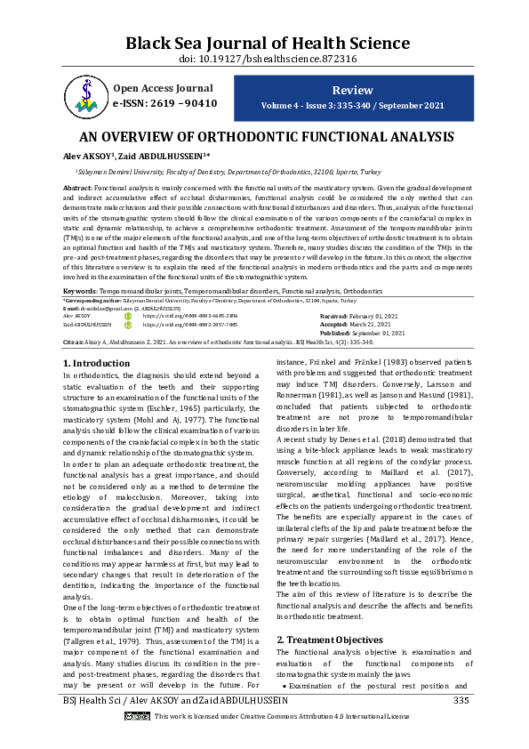 (PDF) An overview of orthodontic functional analysis
