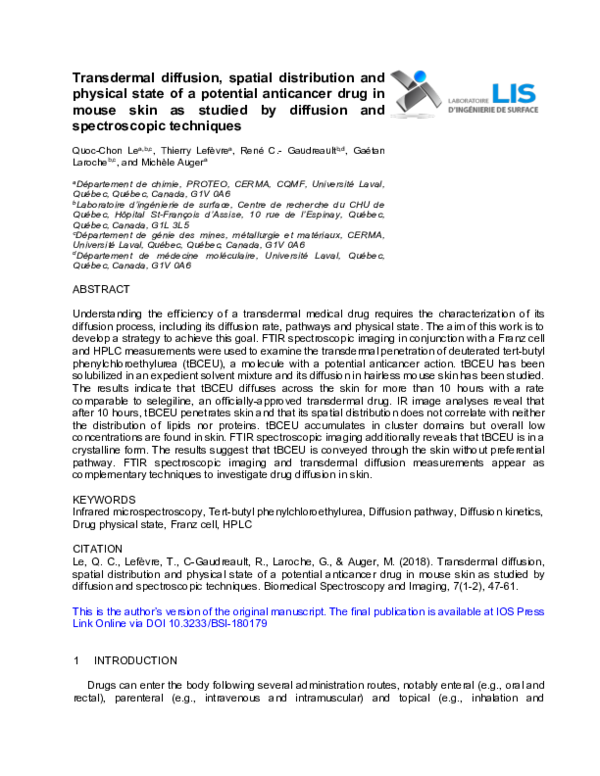 (PDF) Transdermal diffusion, spatial distribution and physical state of ...