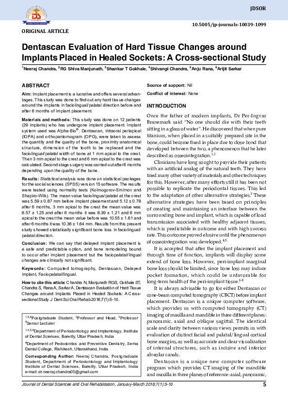 (PDF) Dentascan Evaluation of Hard Tissue Changes around Implants ...