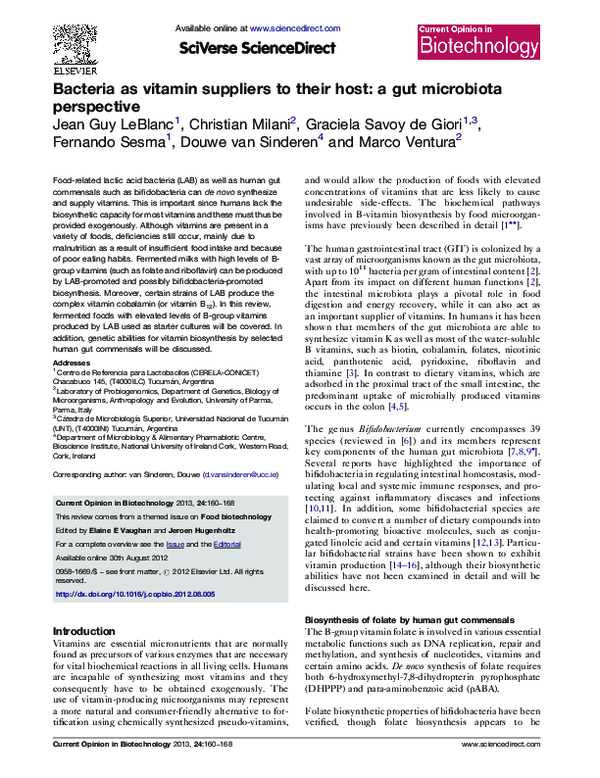 (PDF) Bacteria as vitamin suppliers to their host: a gut microbiota ...