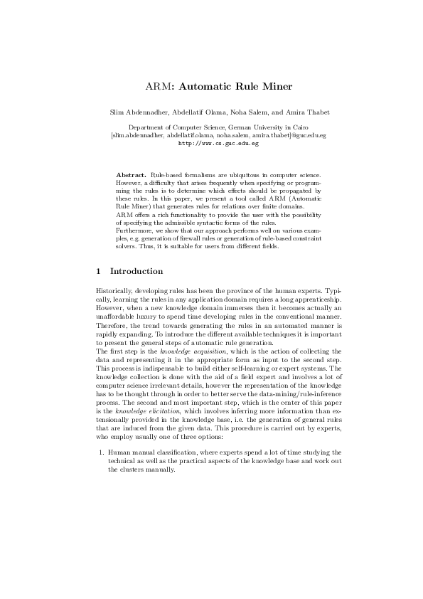 (PDF) ARM: Automatic Rule Miner