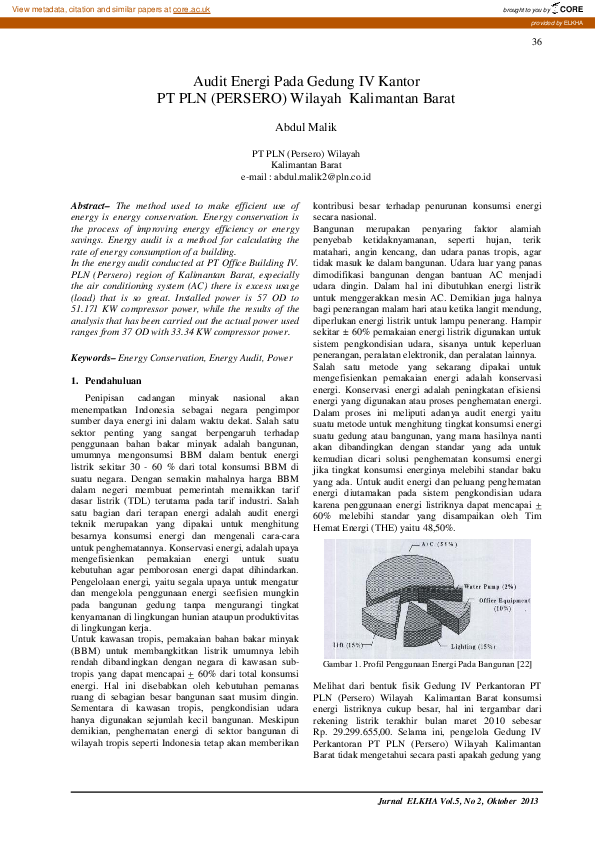 (PDF) Audit Energi Pada Gedung IV Kantor PT PLN (PERSERO) Wilayah ...
