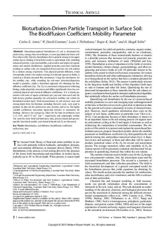 (PDF) Bioturbation-Driven Particle Transport in Surface Soil
