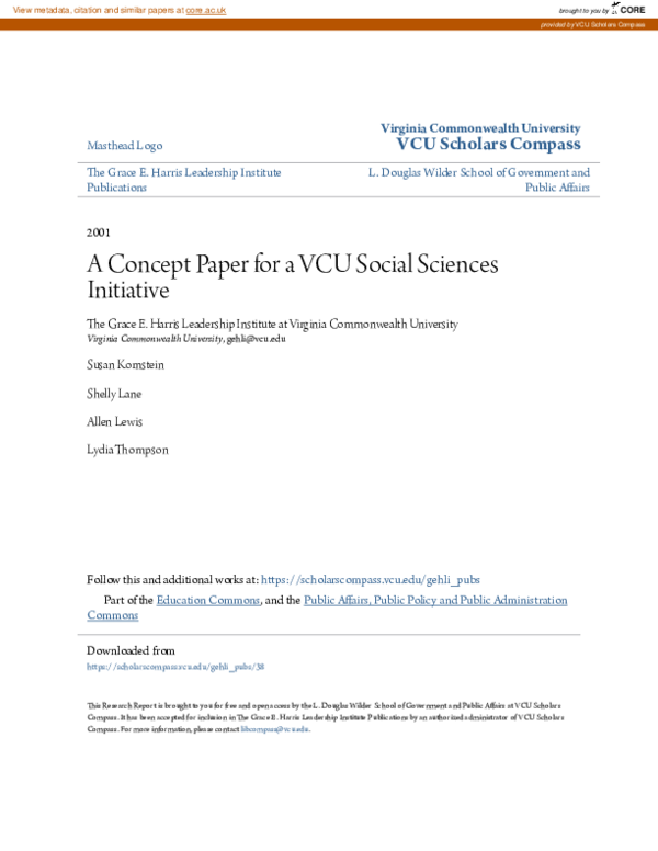 (PDF) A Concept Paper for a VCU Social Sciences Initiative