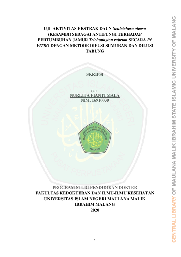 (PDF) Uji aktifitas ekstrak daun Schleichera oleosa (kesambi) sebagai antifungi terhadap ...
