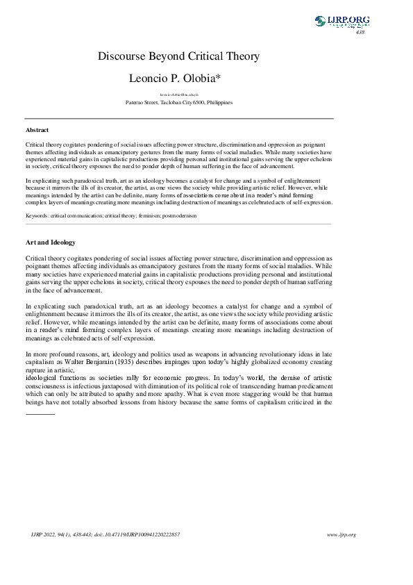 (PDF) Discourse Beyond Critical Theory