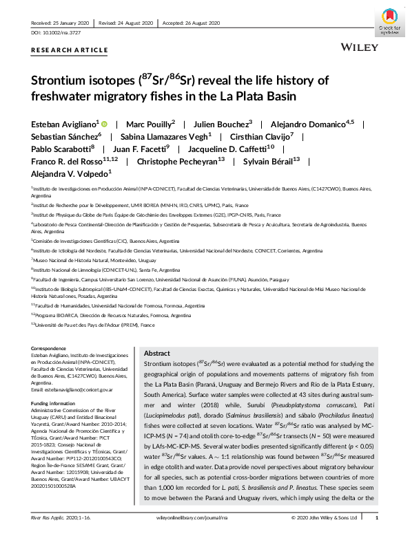 (PDF) Strontium isotopes ( 87 Sr / 86 Sr ) reveal the life history of ...