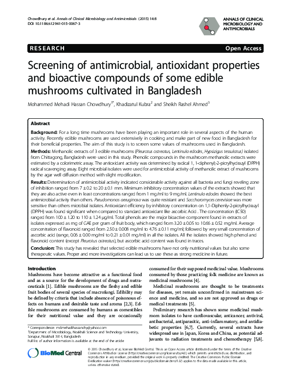 (PDF) Screening of antimicrobial, antioxidant properties and bioactive compounds of some edible ...