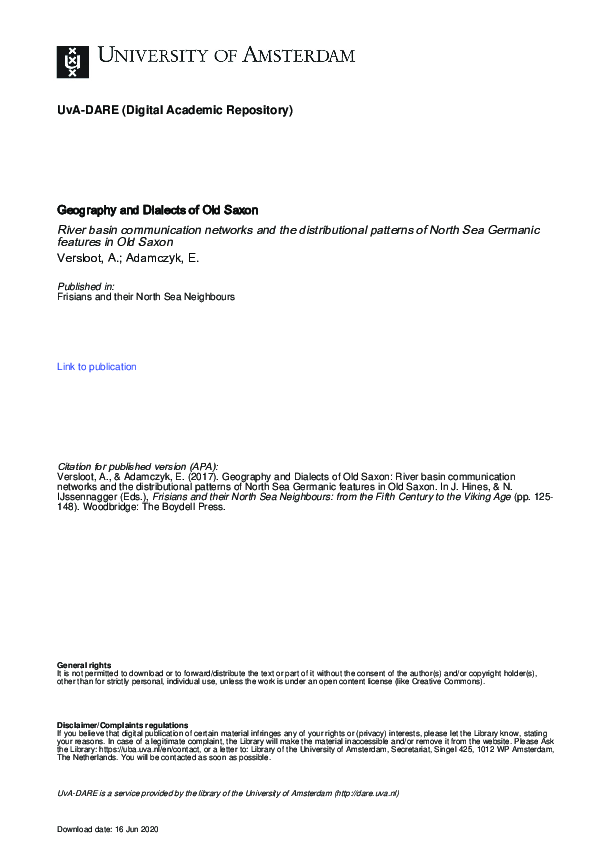 (PDF) The Geography and Dialects of Old Saxon: River-basin ...