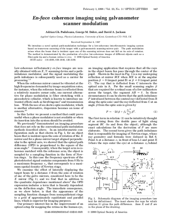 (PDF) En-face coherence imaging using galvanometer scanner modulation