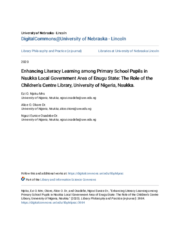(PDF) Enhancing Literacy Learning among Primary School Pupils in Nsukka ...