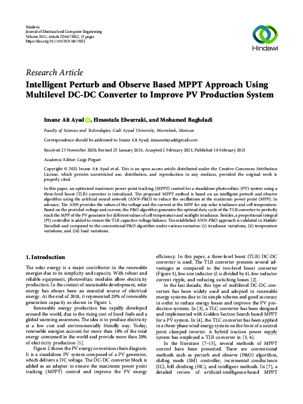 Pdf Intelligent Perturb And Observe Based Mppt Approach Using Multilevel Dc Dc Converter To