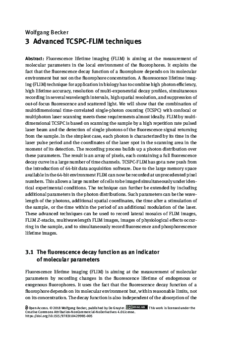 (PDF) Advanced TCSPC-FLIM techniques | Wolfgang Becker - Academia.edu (PDF) Advanced TCSPC-FLIM techniques | Wolfgang Becker - Academia.edu