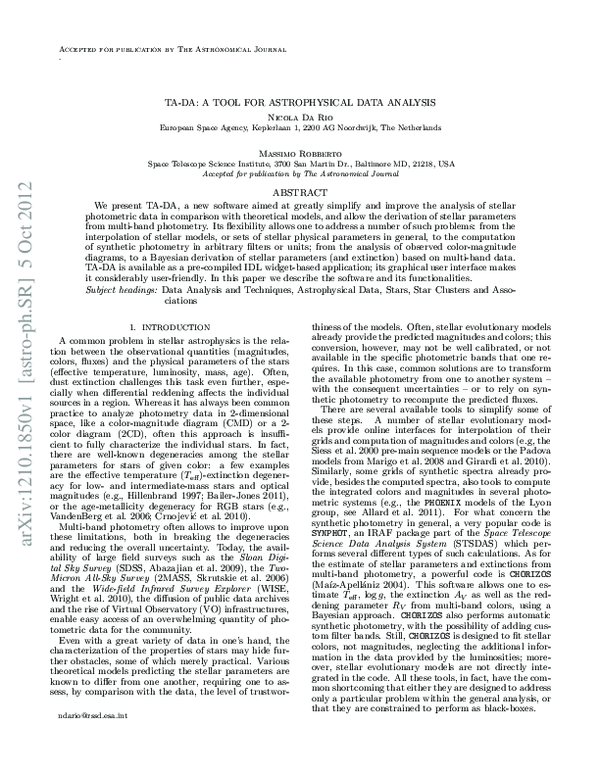 (PDF) Ta-Da: A Tool for Astrophysical Data Analysis