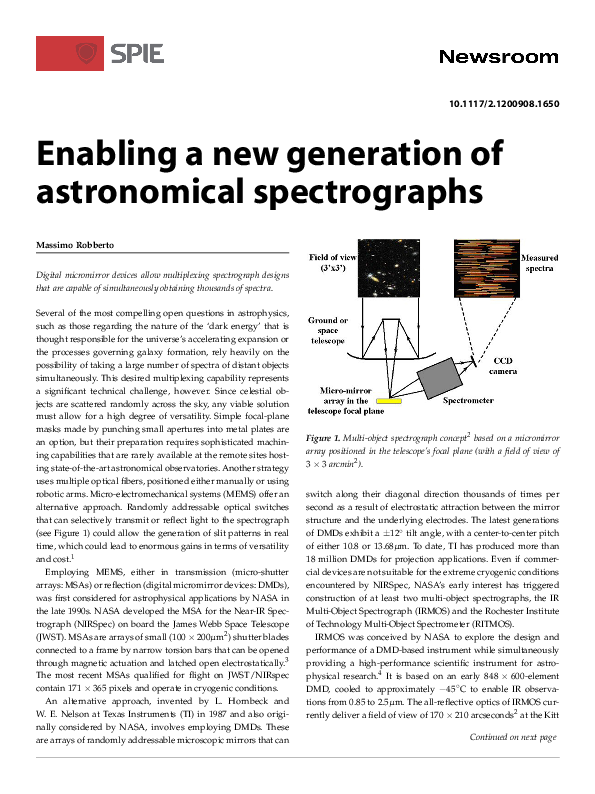 (PDF) Enabling a new generation of astronomical spectrographs