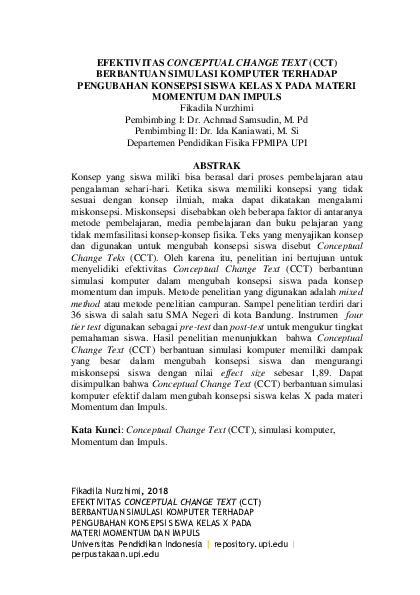 (PDF) Efektivitas Conceptual Change Text (CCT)Berbantuan Simulasi ...