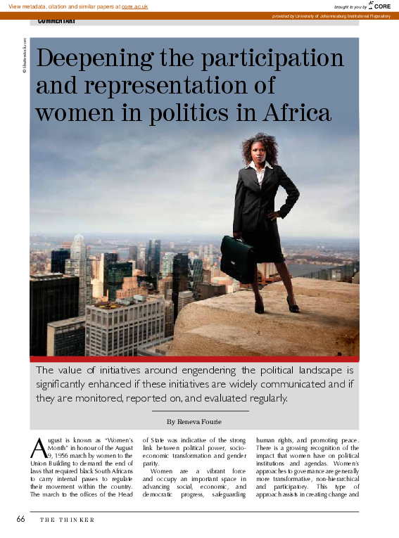 (PDF) Deepening the participation and representation of women in ...