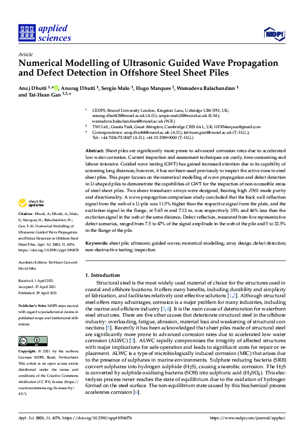 Pdf Numerical Modelling Of Ultrasonic Guided Wave Propagation And