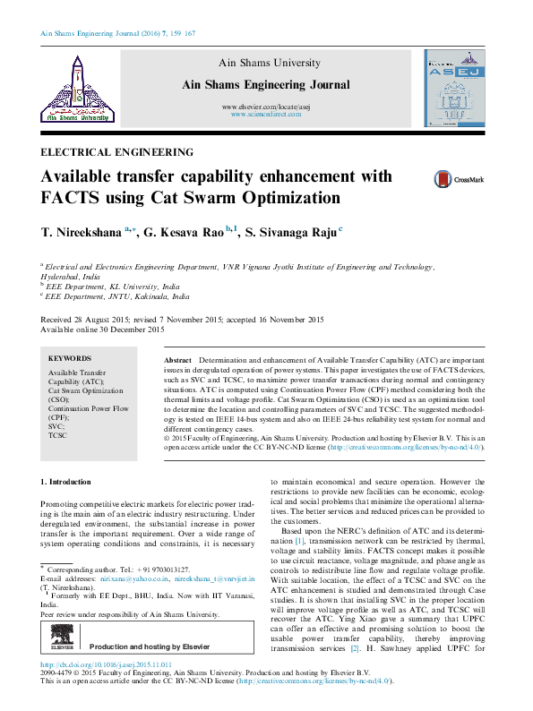 (PDF) Available transfer capability enhancement with FACTS using Cat ...