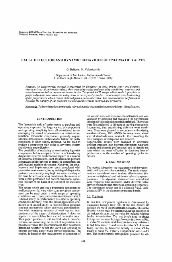 (PDF) Fault Detection and Dynamic Behaviour of Pneumatic Valves