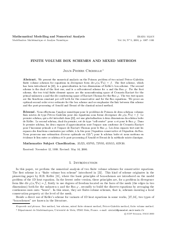 (PDF) Finite Volume Box Schemes and Mixed Methods