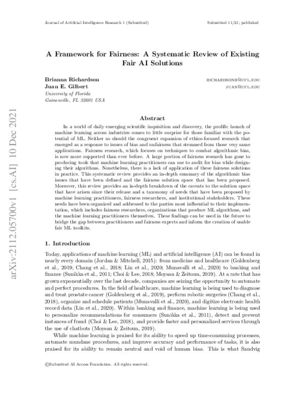 (PDF) A Framework for Fairness: A Systematic Review of Existing Fair AI ...