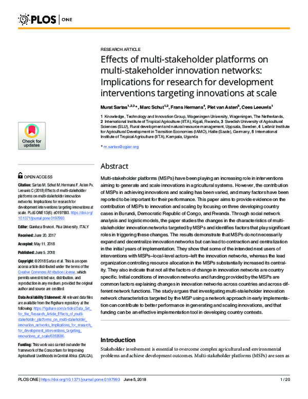 (PDF) Effects of multi-stakeholder platforms on multi-stakeholder ...