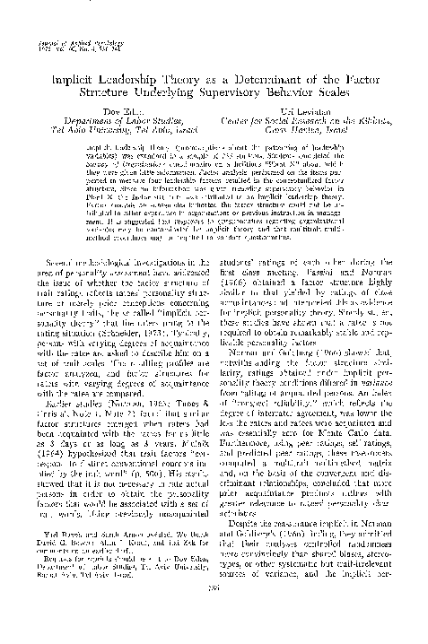 (PDF) Implicit leadership theory as a determinant of the factor ...