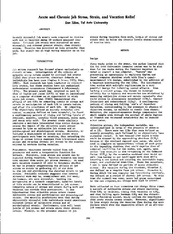 (PDF) Acute and chronic job stress, strain, and vacation relief