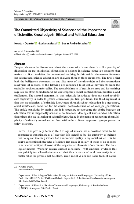 (PDF) The Committed Objectivity of Science and the Importance of ...