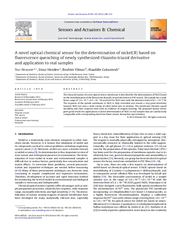 (PDF) A novel optical chemical sensor for the determination of nickel ...