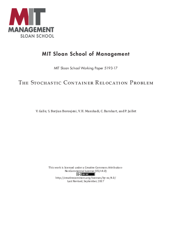 (PDF) The Stochastic Container Relocation Problem