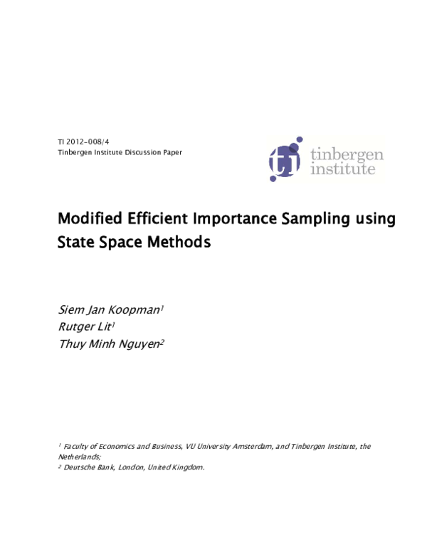 (PDF) Fast Efficient Importance Sampling by State Space Methods