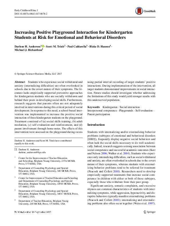 (PDF) Increasing Positive Playground Interaction for Kindergarten ...
