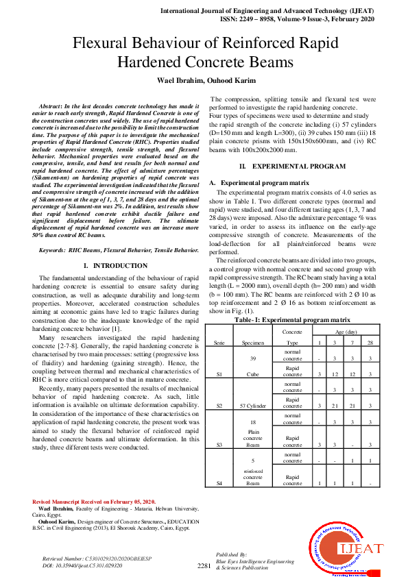 (PDF) Flexural Behaviour of Reinforced Rapid Hardened Concrete Beams