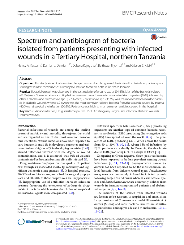 (PDF) Spectrum and antibiogram of bacteria isolated from patients ...